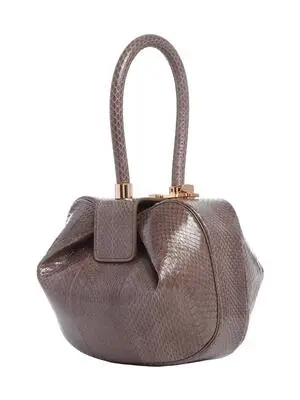 Gabriela Hearst Nina Snakeskin Top Handle Bag - Charcoal