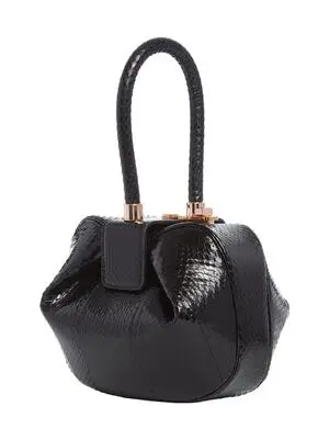 Gabriela Hearst Nina Snakeskin Top Handle Bag - Black
