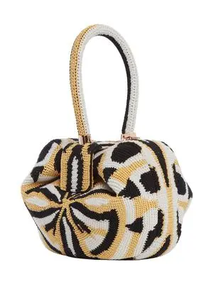 Gabriela Hearst Nina Crochet Top Handle Bag - Gold/black/ivory
