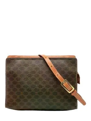 Celine 2000 Macadam Coated Canvas Crossbody Bag - Brown