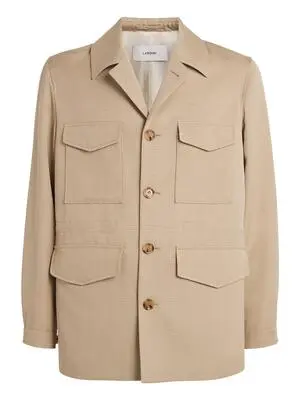 LARDINI Virgin Wool Field Jacket - Beige