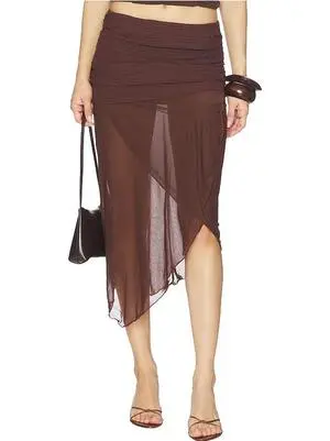 TIGER MIST Zinnia Midi Skirt - Chocolate