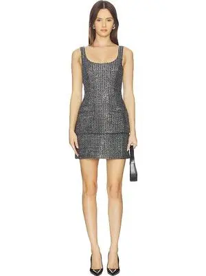 Amanda Uprichard Empire Mini Dress - Black & Silver