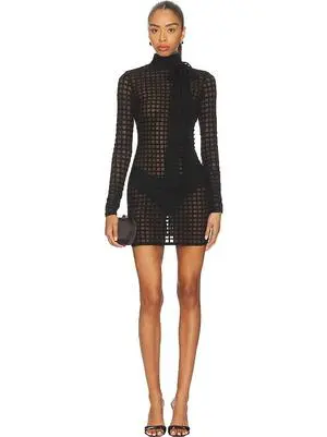 LAQUAN SMITH Cross Grain Mini Dress With Pussybow Detail - Black