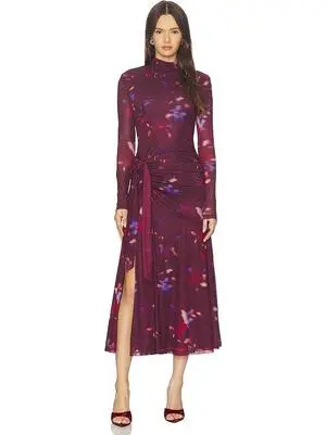 Astr The Label Aubriella Midi Dress - Dark Plum Multi