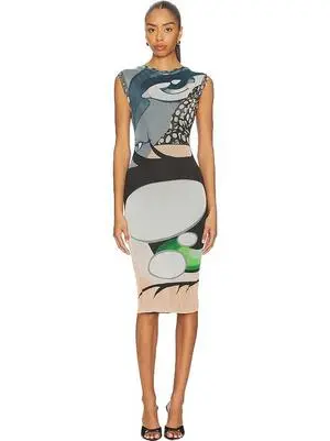 Ottolinger Mesh Pencil Dress - Print