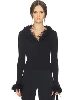 Majorelle Lela Feather Cardigan - Black