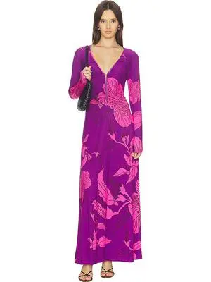 Poupette St Barth Bossa Long Dress - Purple Hibiscus