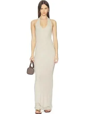 Eterne Halter Maxi Dress - Heather Oatmeal