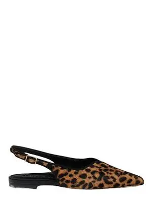 Marion Parke Cynthia Haircalf Slingback Flats - Leopard