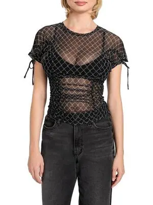 Guess Chain Mesh Top - Black Multi