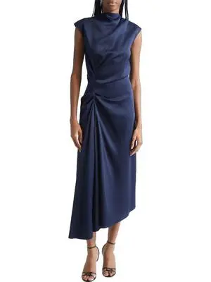 Michael Kors Cowl Neck Satin Dress - Midnight
