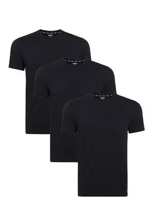 Dkny 3-pack Stretch Cotton Crewneck T-shirts - Black