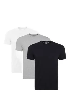 Dkny 3-pack Stretch Cotton Crewneck T-shirts - Black/white/grey Heather