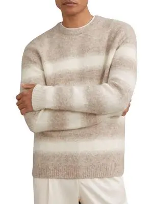 REISS Piers Wool & Alpaca Blend Sweater - Oatmeal/white
