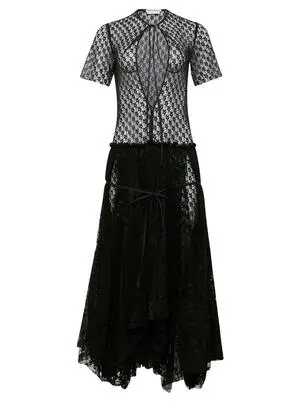 JW Anderson Mixed Lace Midi Dress - Black