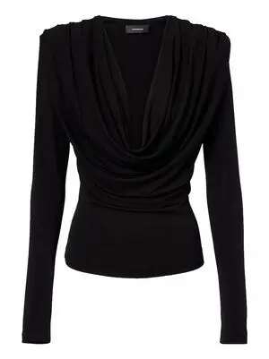 Wardrobe.NYC Evening Cowl Neck Top - Black