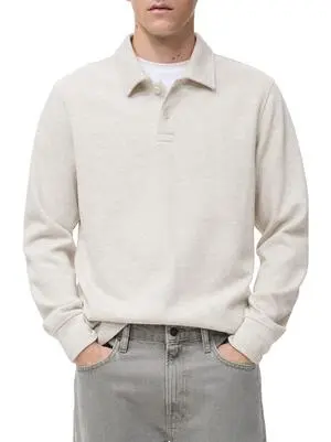 Mango Ribbed Long Sleeve Polo - Ecru