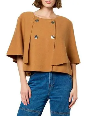 CIEBON Double Breasted Cropped Top - Brown