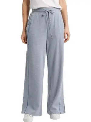 CITY BLUES Contrast Stitch Waffle Knit Lounge Pants - Sky