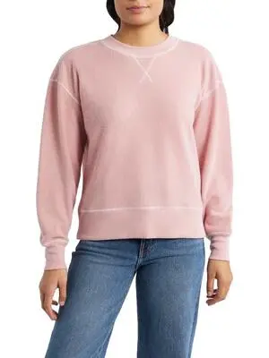 CITY BLUES Contrast Stitch Waffle Knit Sweatshirt - Blush