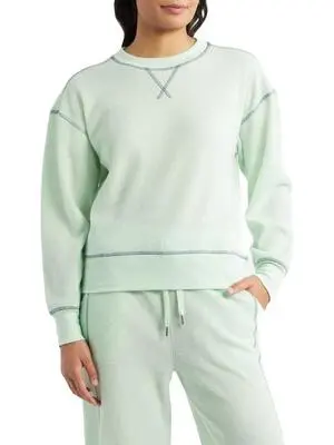 CITY BLUES Contrast Stitch Waffle Knit Sweatshirt - Mint