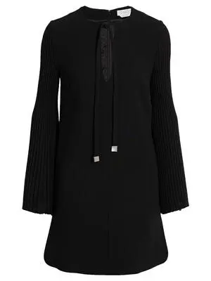 Gabriela Hearst Beko Ribbed Wool And Crepe Mini Dress - Black