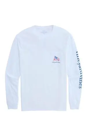 Vineyard Vines Painted Shining Sea Flag Graphic Long Sleeve T-shirt - White Cap
