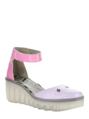 Fly London Boij Ankle Strap Platform Wedge Pumps Lilac/pink