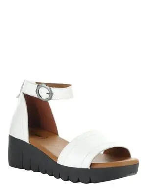 Fly London Voik Ankle Strap Platform Wedge Sandal White