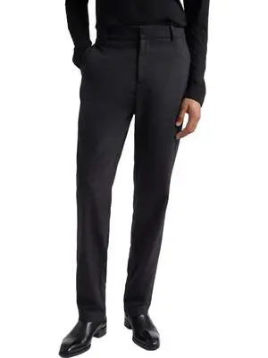 Sunspel Stretch Virgin Wool & Cashmere Flannel Trousers - Charcoal Melange