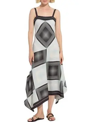 Lyssé Sarai Handkerchief Hem Midi Dress - Halftone Scarf