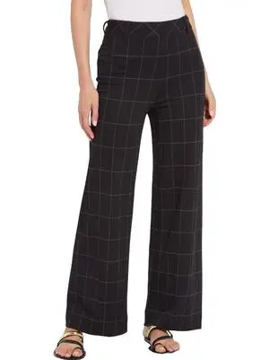 Lyssé Erin Windowpane Check High Waist Wide Leg Ponte Pants - Double Check Line