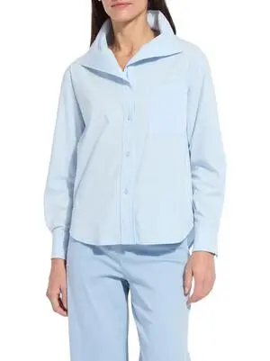 Lyssé Tulsi Funnel Neck Button-up Shirt - Chalk Blue