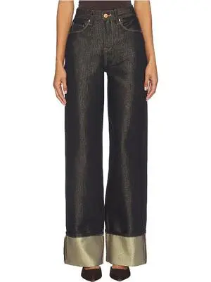 Blanknyc Cuffed Wide Leg Jeans - Blue