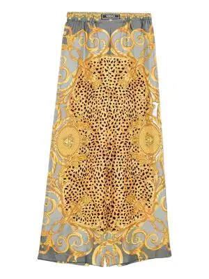 Versace Printed Silk Twill Pants - Yellow