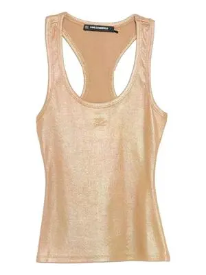 Karl Lagerfeld Logo-embroidered Coated Tank Top - Gold