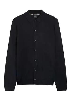 BOSS Helbert Buttoned Knit Shirt - Black