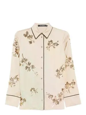 Karl Lagerfeld Sequin-embellished Button-up Blouse - Neutrals