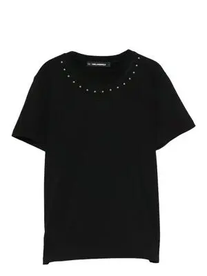 Karl Lagerfeld Stud-embellished Crew-neck T-shirt - Black