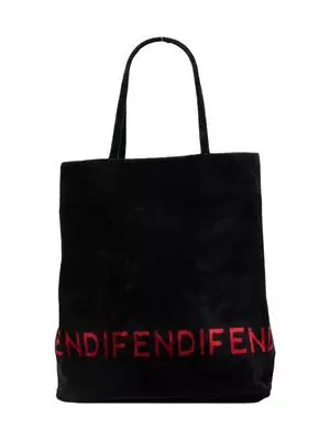 Fendi Velour Logo Tote Bag - Black