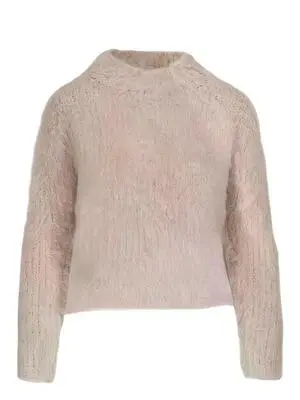 R13 Mock-neck Cropped Sweater - Neutrals