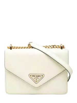 Prada Saffiano Lux Envelope Chain Crossbody Bag - White