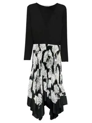 Karl Lagerfeld Floral Pleated Dress - Black
