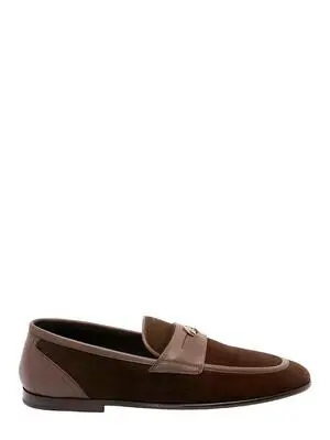Dolce & Gabbana Split Emblem Penny Loafers - Brown