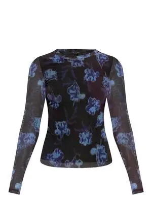 Rag & Bone Floral-print Long-sleeves Top - Black