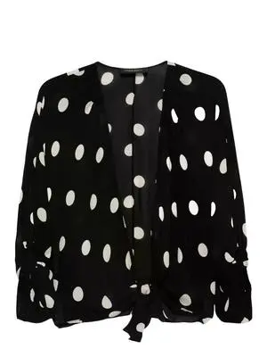 ADRIANA DEGREAS Polka-dot Tie Blouse - Black