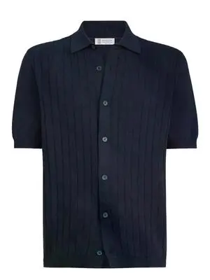 Brunello Cucinelli Ribbed Knit Shirt - Blue