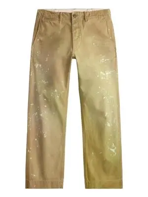 Ralph Lauren Paint-splatter Cotton Trousers - Neutrals
