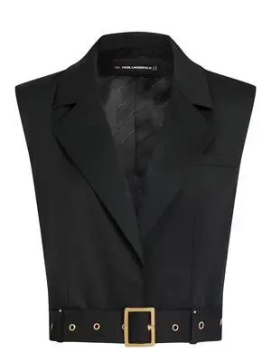 Karl Lagerfeld Studded Belted-waist Gilet - Black